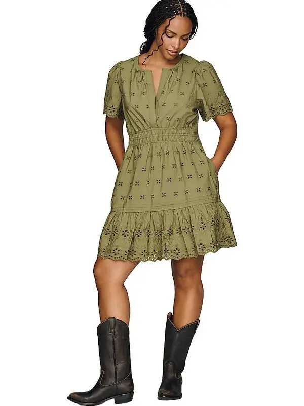 Anthropologie Somerset Smocked Mini Dress - Capulet Olive