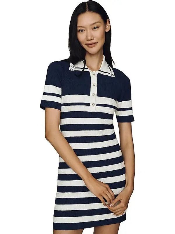 Maeve Collared Mini Sweater Dress - Navy