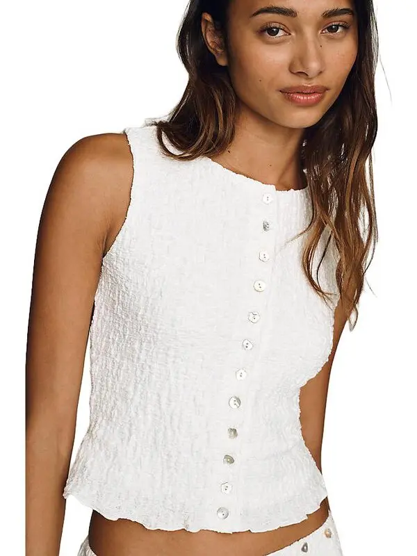 LISA SAYS GAH Textured Sleeveless Tank Top - White