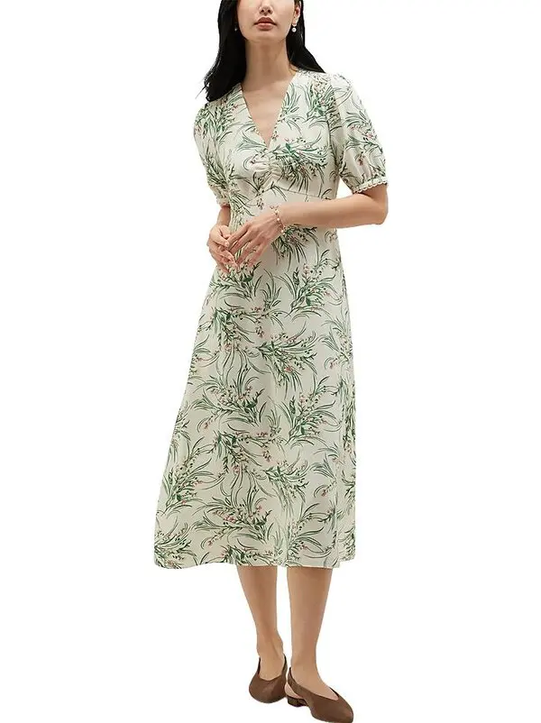 HOBBS LONDON Floral Print Midi Dress - Ivory Multi
