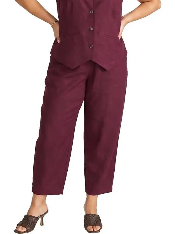 Universal Standard Plus Lou Barrel Leg Linen Pants - Acai