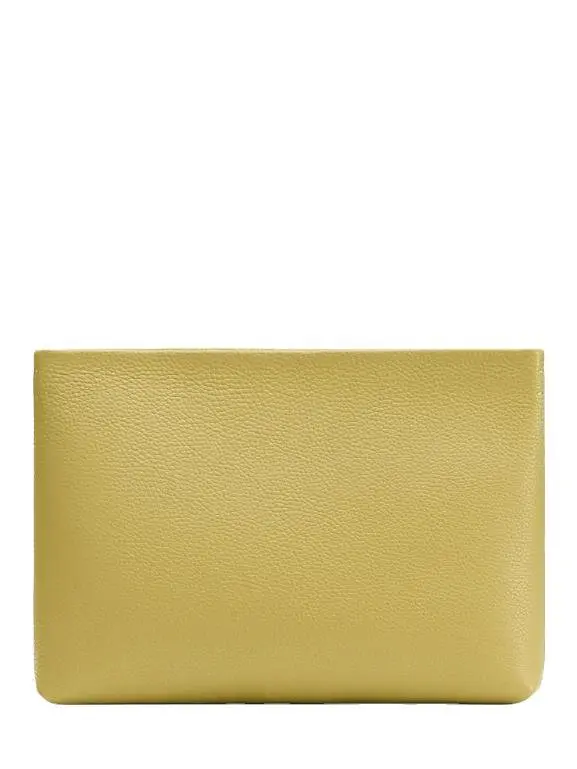 Cuyana Medium Zipper Pouch In Italian Pebbled Leather - Lime