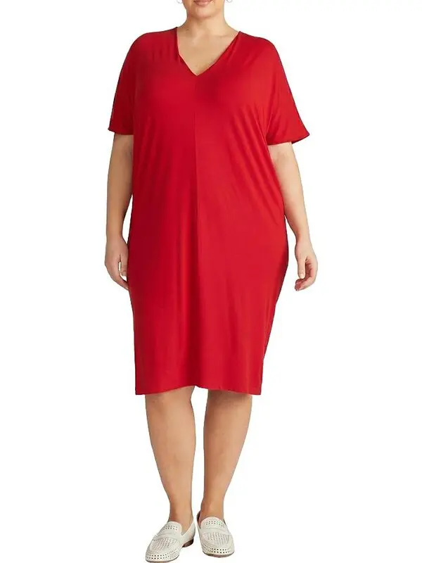 Universal Standard Liquid Jersey V-neck Dress - Red