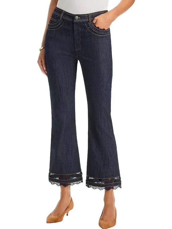 Cinq À Sept Guipure Lace Cropped Stevie Jeans - Indigo