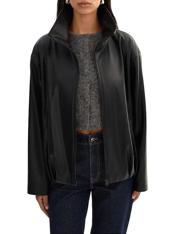 LAMARQUE Denita Faux Leather Bomber Jacket - Black