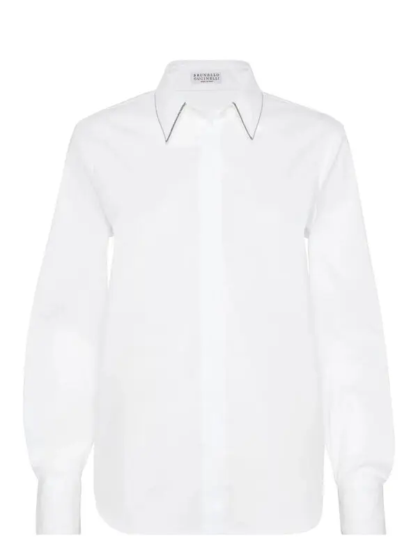Brunello Cucinelli Cotton Shirt With Monili Trim - Multicolor