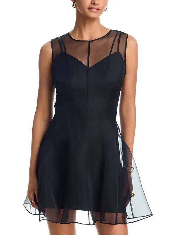 MILLY Ophelia Organza Mini Dress - Black