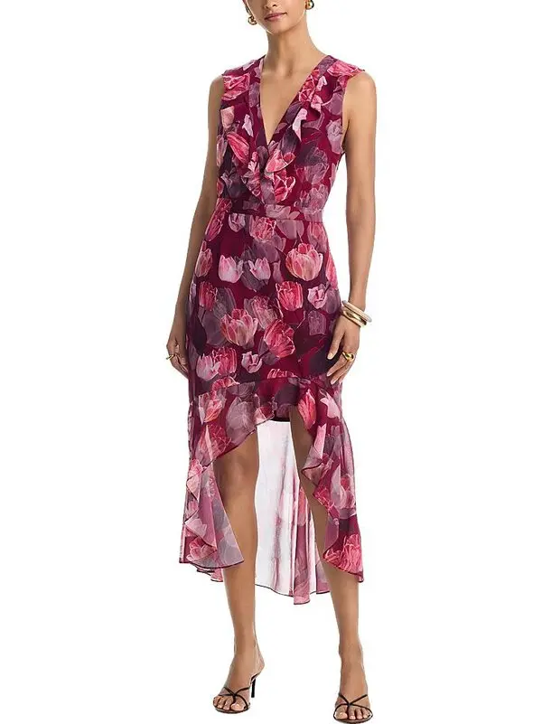 MILLY Nanci Printed Midi Dress - Red Multi