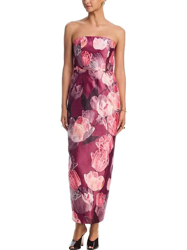 MILLY Orion Tulip Brocade Gown - Red Multi