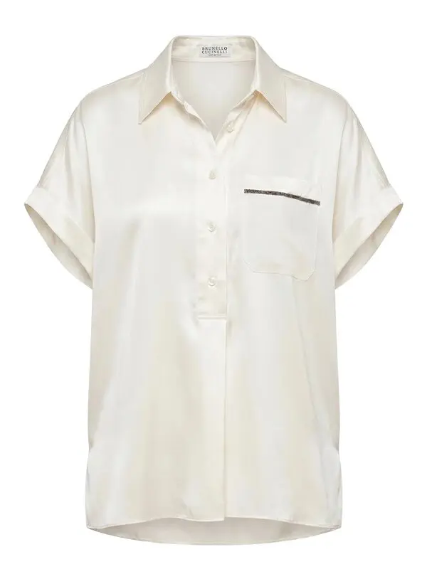 Brunello Cucinelli Silk Short Sleeve Shirt - Multicolor