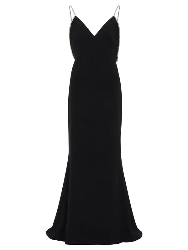 TOM FORD Sleeveless Evening Gown With Chain Embroidery - Black