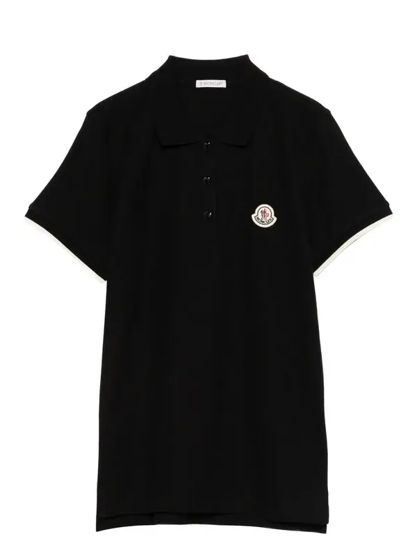 Moncler Short-sleeve T-shirt With Striped Cuffs And Logo Patch - Nero