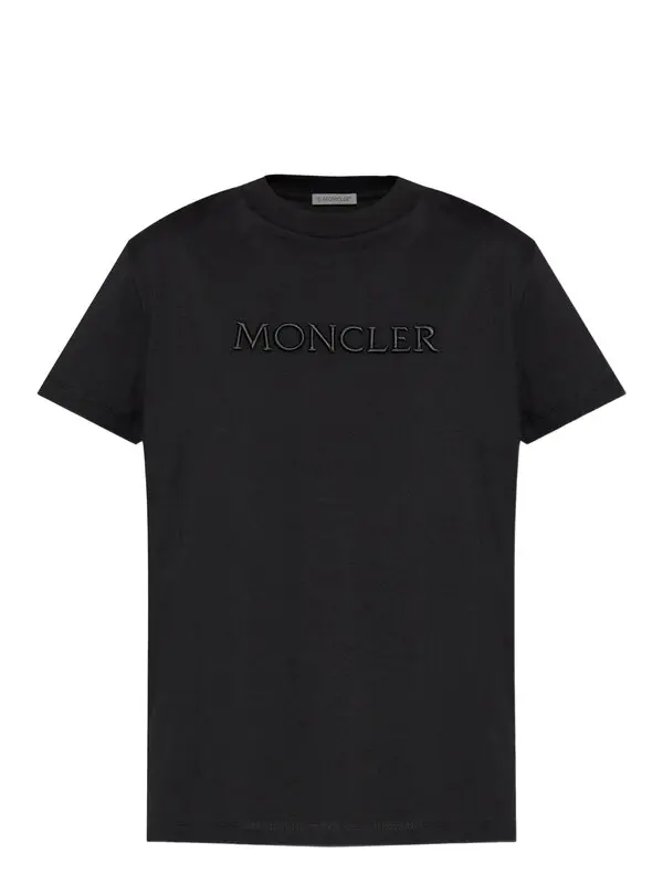 Moncler Crewneck Short-sleeve Embroidered Logo T-shirt - Nero