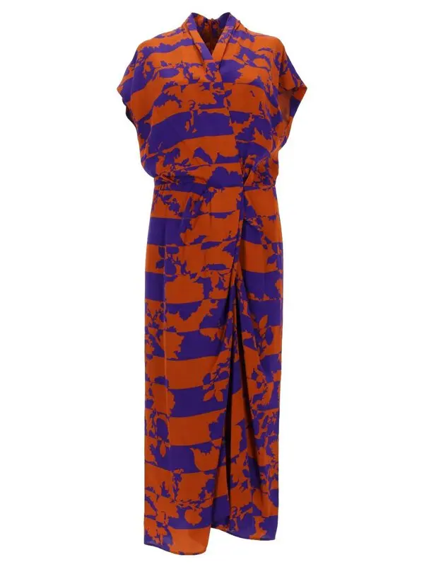 Dries Van Noten Printed Sleeveless Wrap Maxi Dress - Multicolour