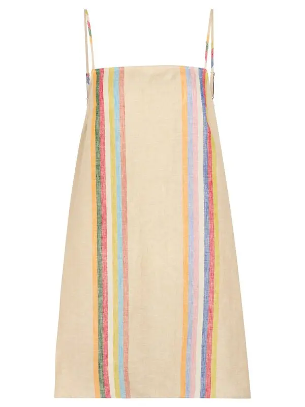 Staud Laura Striped Linen Mini Dress - Multicoloured