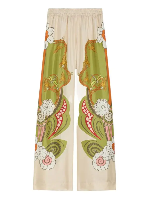 La DoubleJ Printed Wide-leg Silk Trousers - Multicoloured