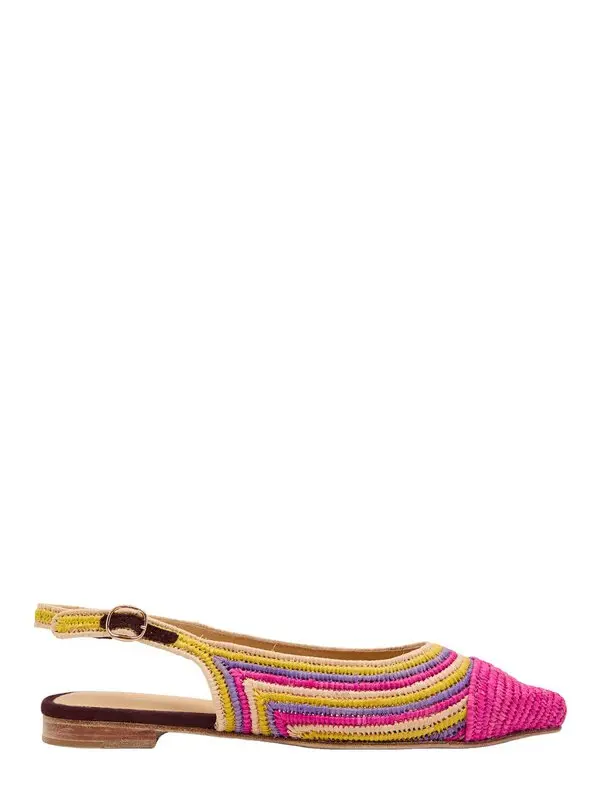 Gabriela Hearst Striped Raffia Slingback Flats - Multicoloured