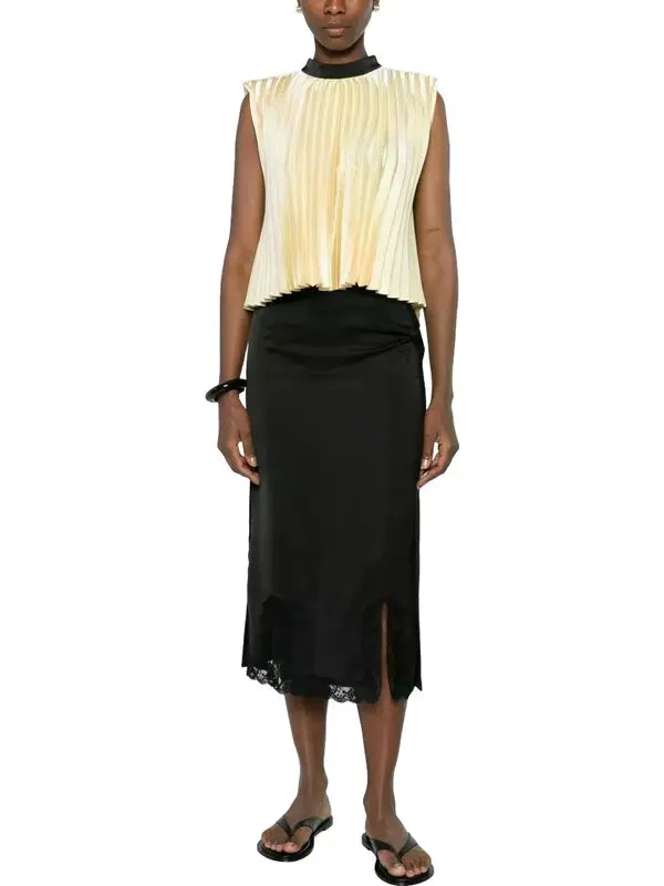Sandro Lace-trim Midi Skirt - Black