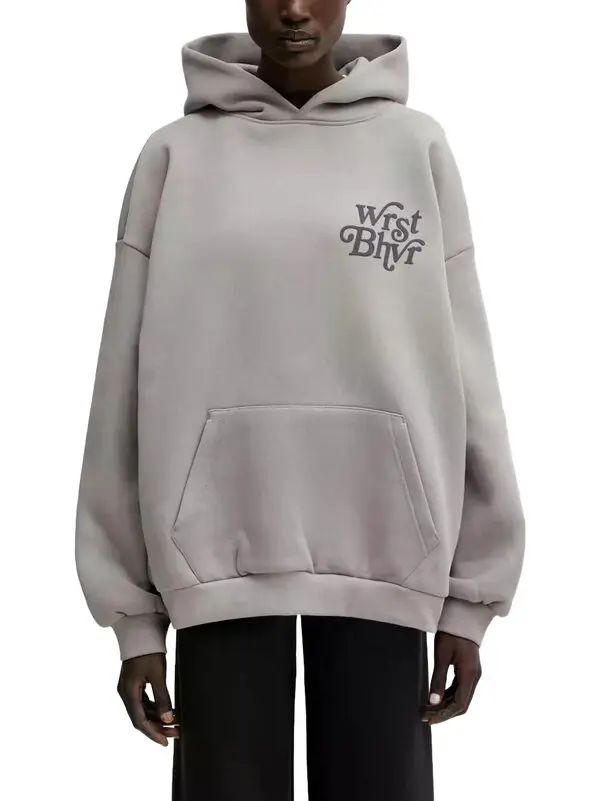 WRSTBHVR Logo-print Hooded Sweatshirt - Grey