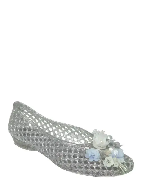 HEAVENLY JELLY Tone Mesh Effect Ballet Flats - Silver