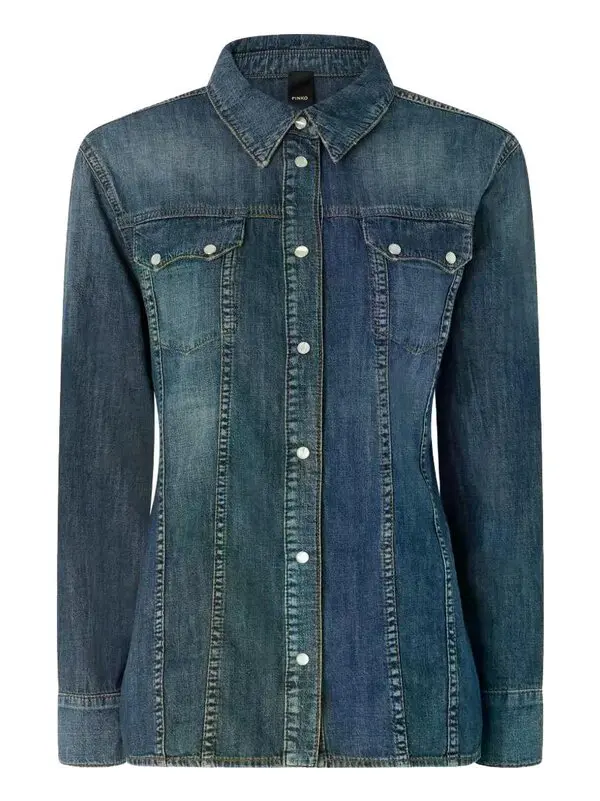 Pinko Washed-effect Button-down Shirt - Blue