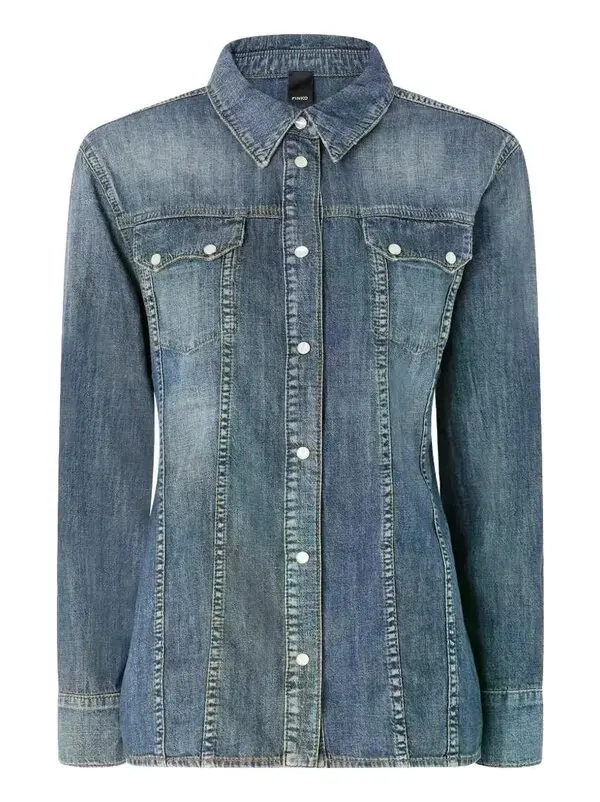 Pinko Washed-effect Button-down Shirt - Blue
