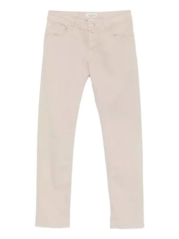 Jacob Cohen Nick Slim-fit Cotton Trousers With Logo Patch - Neutrals