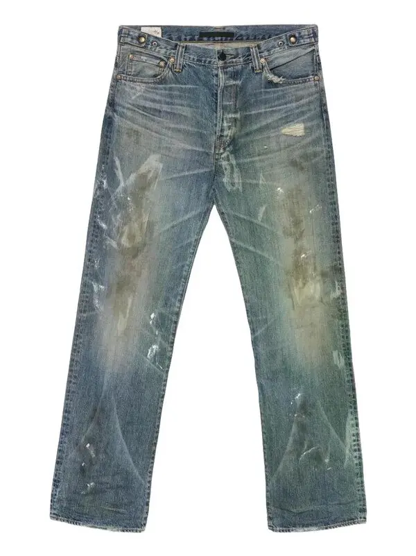 Mastercraft Union Distressed Paint-splatter Jeans - Blue