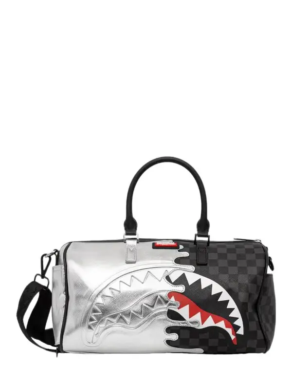SPRAYGROUND Shark Mouth Checkerboard Duffle Bag - Silver