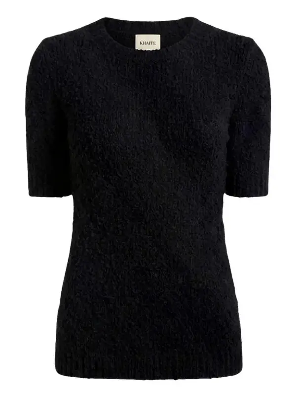 Khaite Bouclé Short-sleeve Top - Black