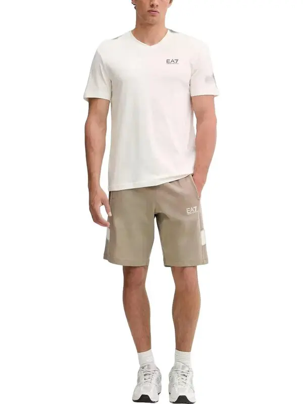 EA7 Logo-print V-neck T-shirt - Neutrals