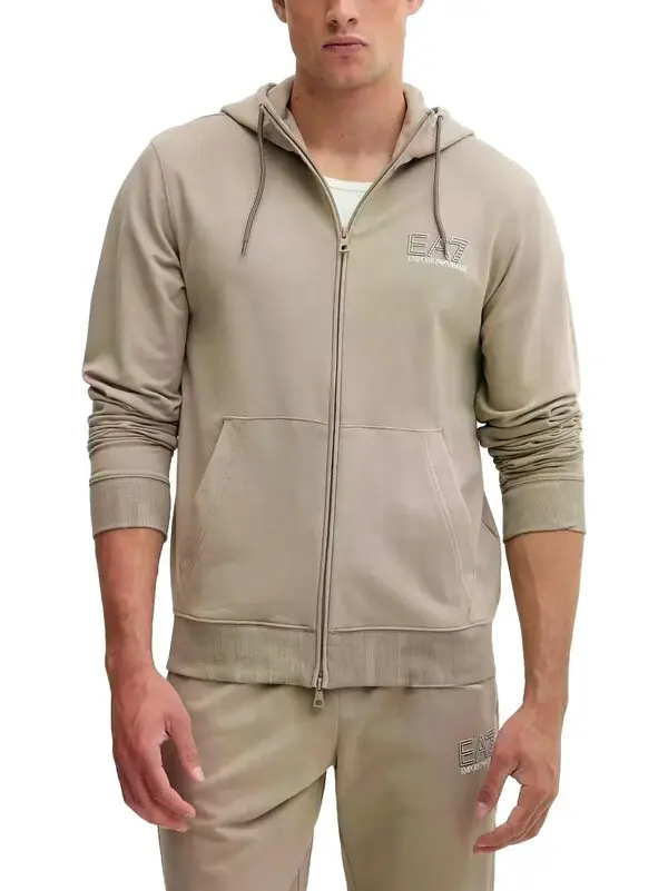 EA7 Logo-print Zip-up Tracksuit - Neutrals