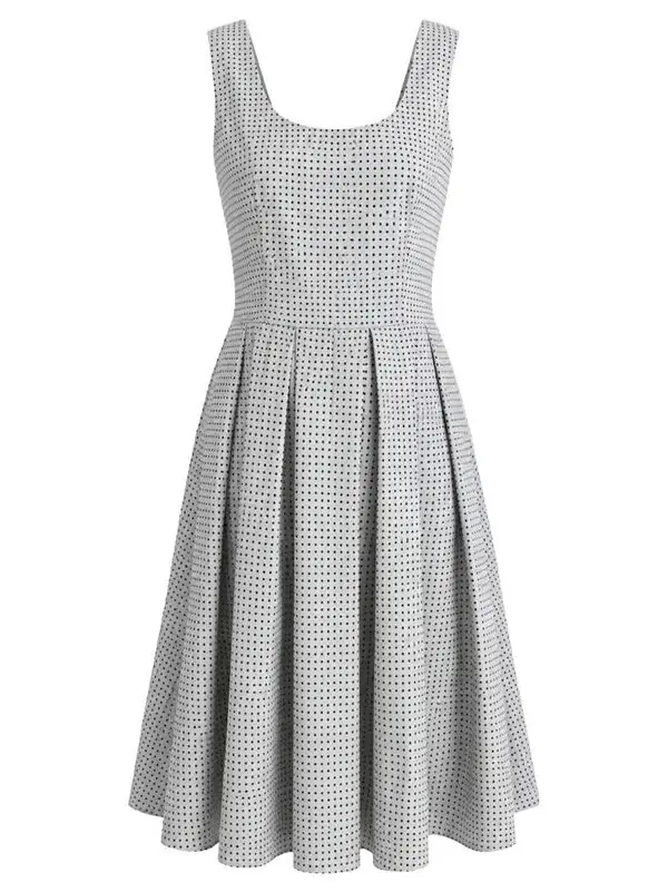 Dolce & Gabbana Polka-dot Pleated Midi Dress - Grey