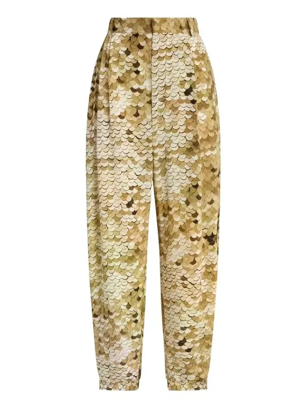 Moschino Sequin-embellished Pleated Trousers - Neutrals