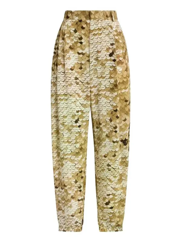 Moschino Sequin-embellished Pleated Trousers - Neutrals
