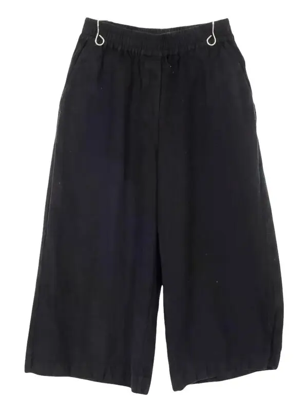 Loewe 2000s Anagram Embroidered Wide Leg Trousers - Black