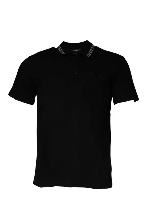Versace Greca-trim Polo Shirt - Black