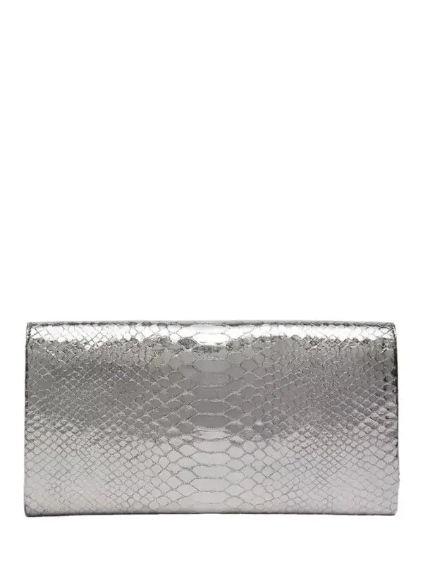 TOM FORD Python-effect Push-lock Clutch Bag - Silver