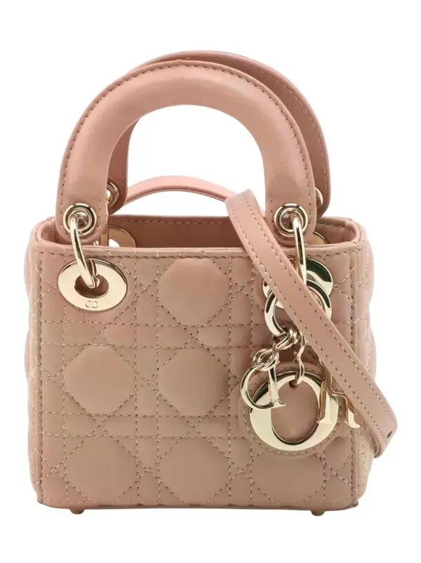 Dior Micro Lambskin Cannage Lady Satchel - Brown