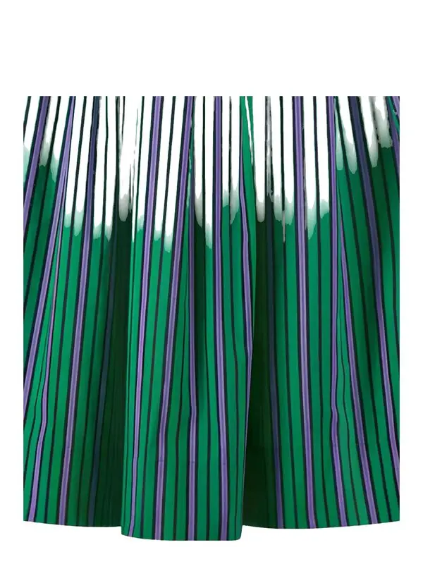 Lela Rose Midi Striped Pleated Skirt - Green