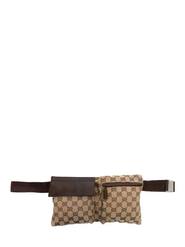 Gucci Gg Canvas Double Pocket Belt Bag - Neutrals