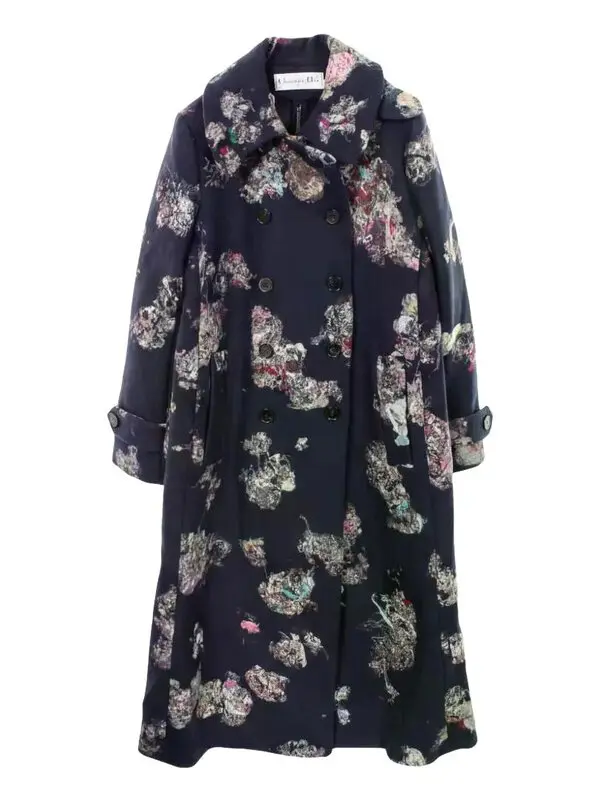 Dior Double-breasted Printed Coat - Blue