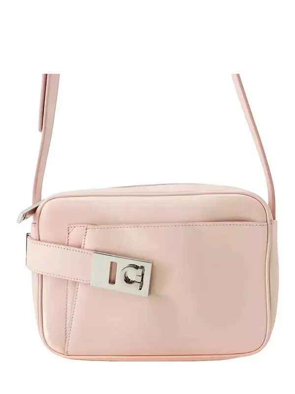 FERRAGAMO Small Leather Gancini Archive Camera Case Crossbody Bag - Pink