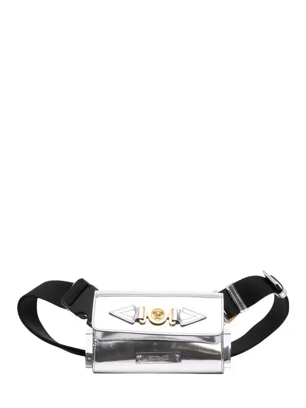 Versace Metallic Calfskin La Medusa Biggie Belt Bag - Silver