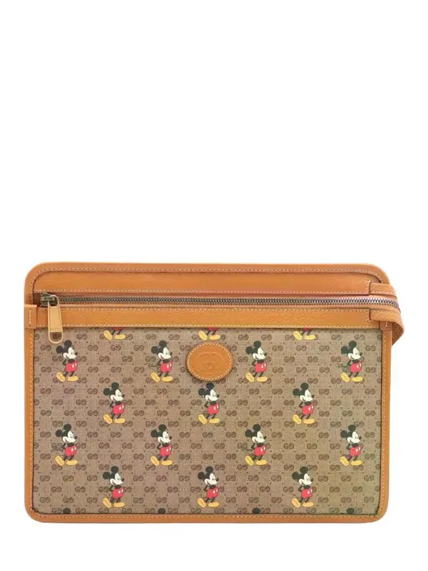 Gucci Micro Gg Supreme Mickey Mouse Clutch Bag - Brown