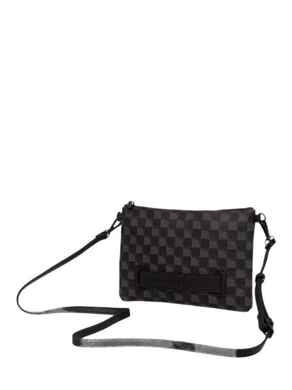 SPRAYGROUND Check Pattern Shark Motif Clutch Bag - Black