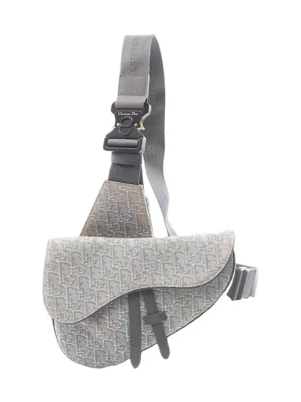Dior 2000s Saddle Oblique Monogram Crossbody Bag - Grey