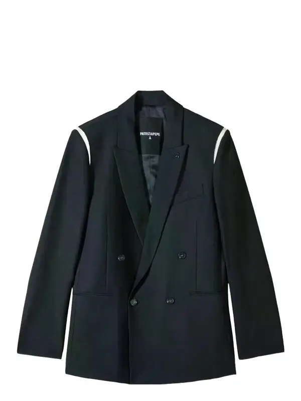 Patrizia Pepe Double-breasted Satin-trimmed Blazer - Black