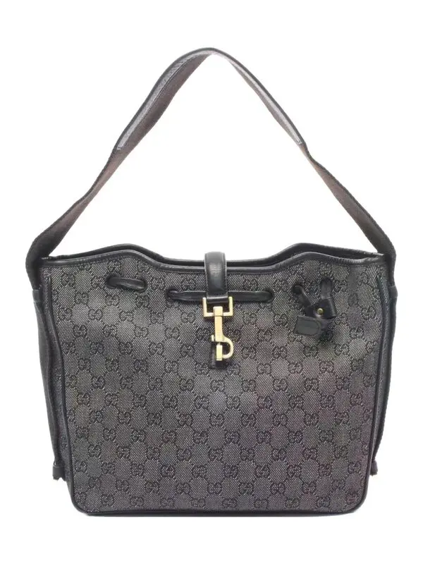 Gucci Gg Supreme Denim Shoulder Bag - Black