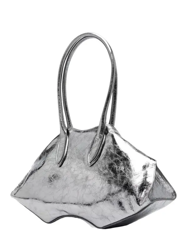 Alexander McQueen Manta Metallic Shoulder Bag - Silver